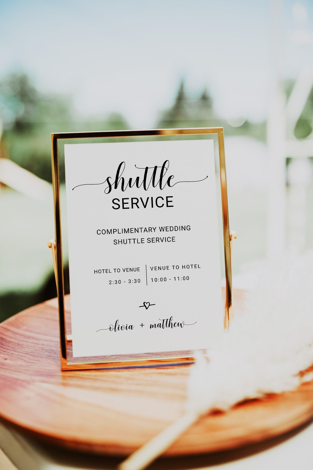 Modern Wedding Shuttle Sign Template, Printable Wedding Shuttle Service ...