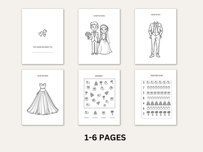 Kids Wedding Activity Book, Printable Coloring Book, 22 Wedding ...