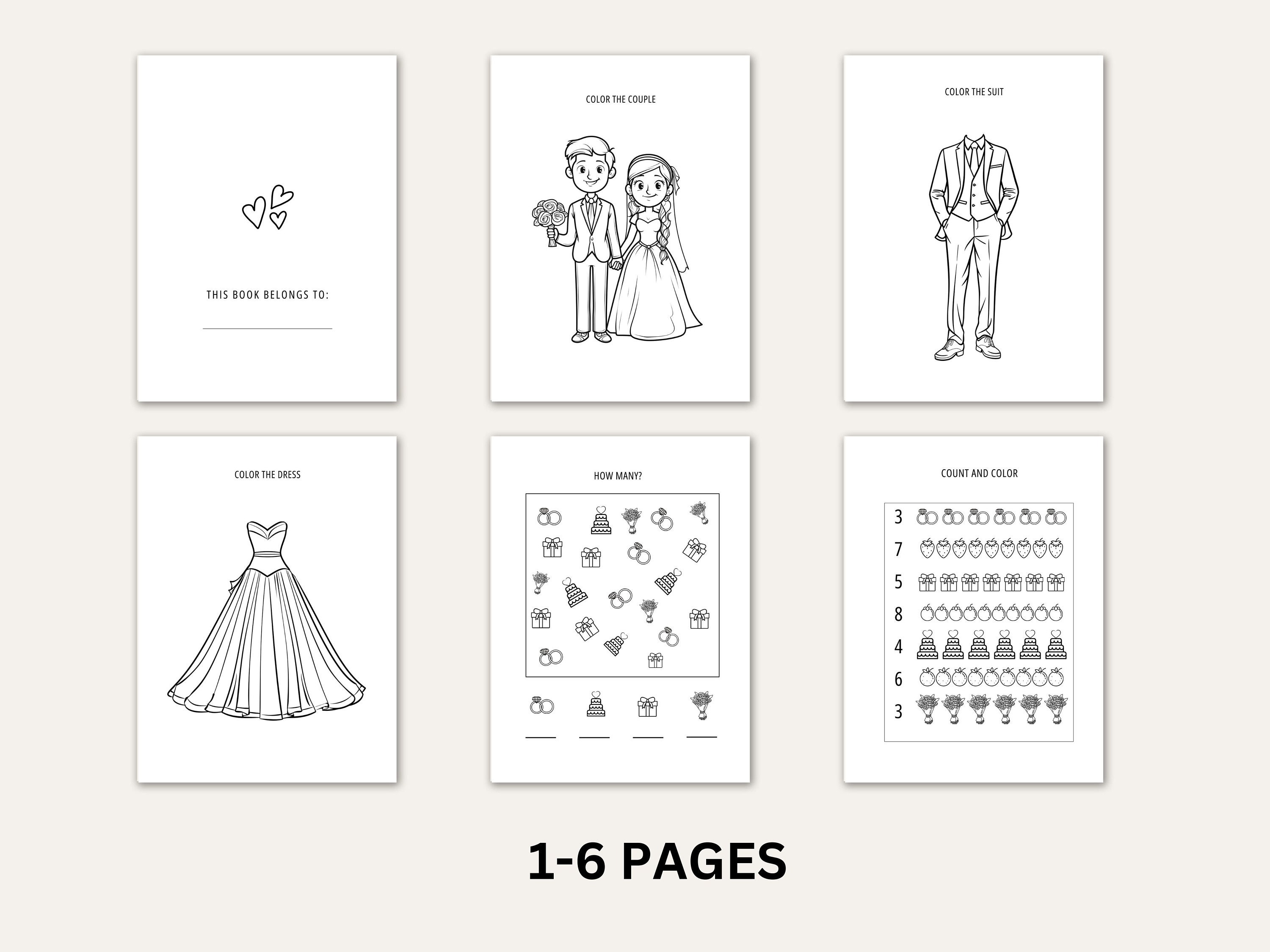 Kids Wedding Activity Book, Printable Coloring Book, 22 Wedding ...
