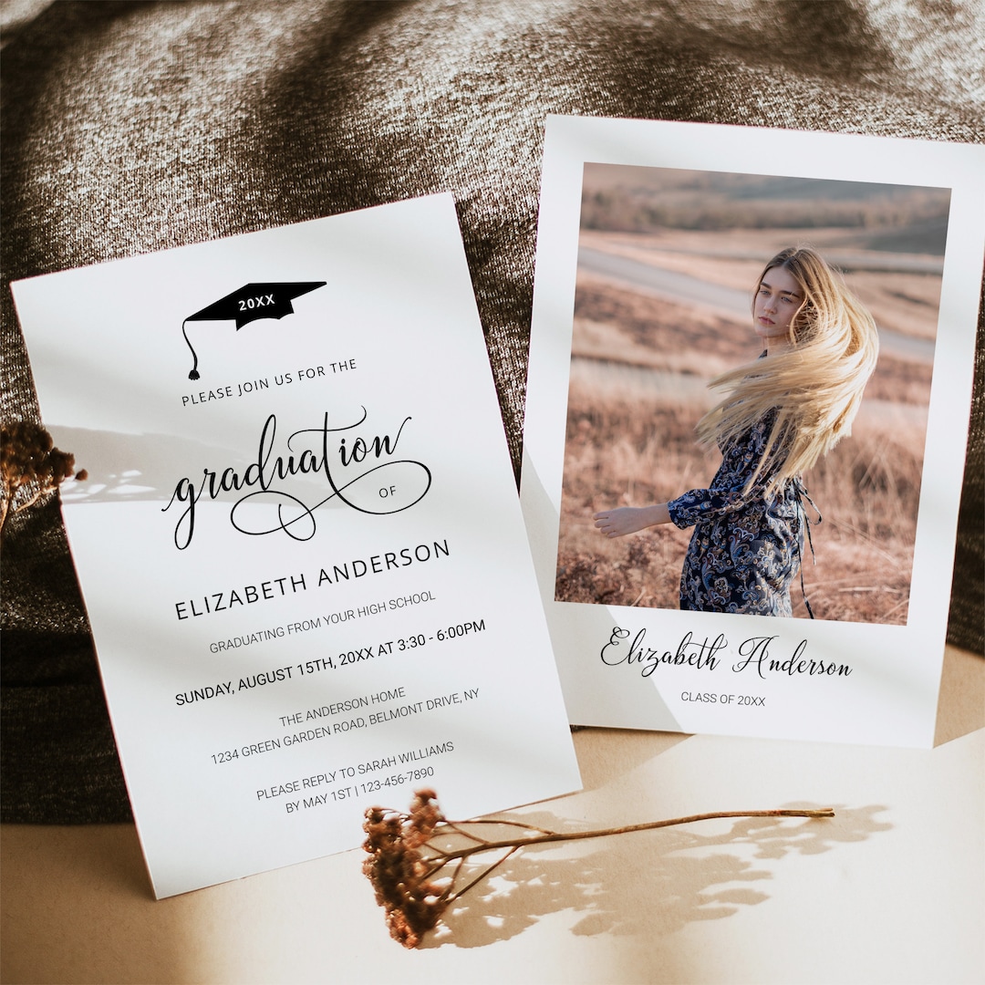 Modern Photo Graduation Invitation Template, Printable College Grad ...