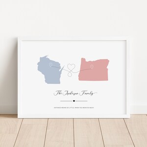 Any US STATE MAPS Wall Art Poster, Printable Long Distance Two State ...