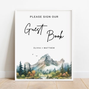 Mountain Guest Book Sign Template, Printable Wedding Guestbook Sign ...