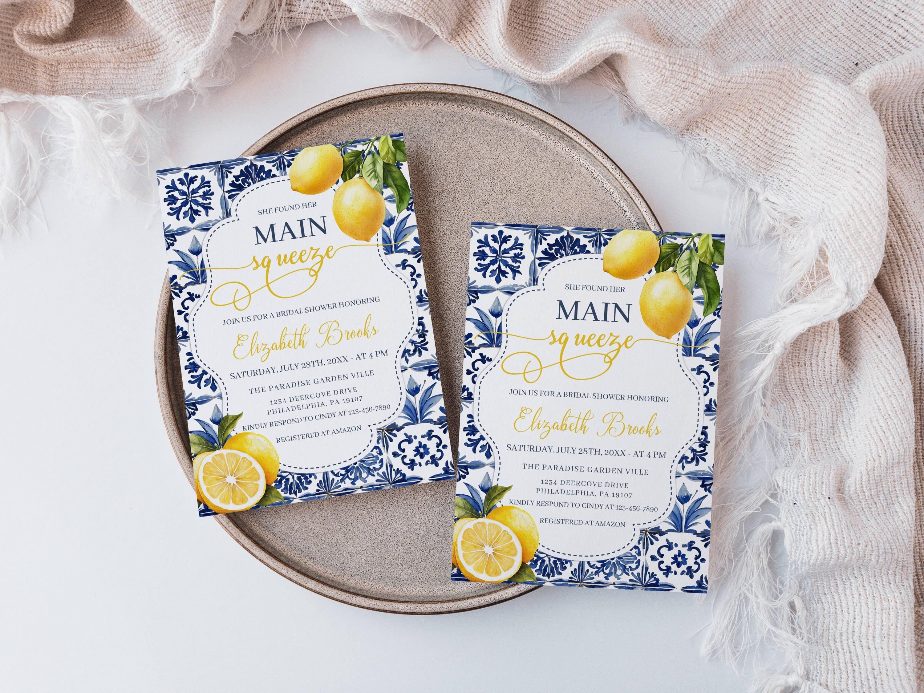 Main Squeeze Bridal Shower Invitation Template, Printable Mediterranean ...