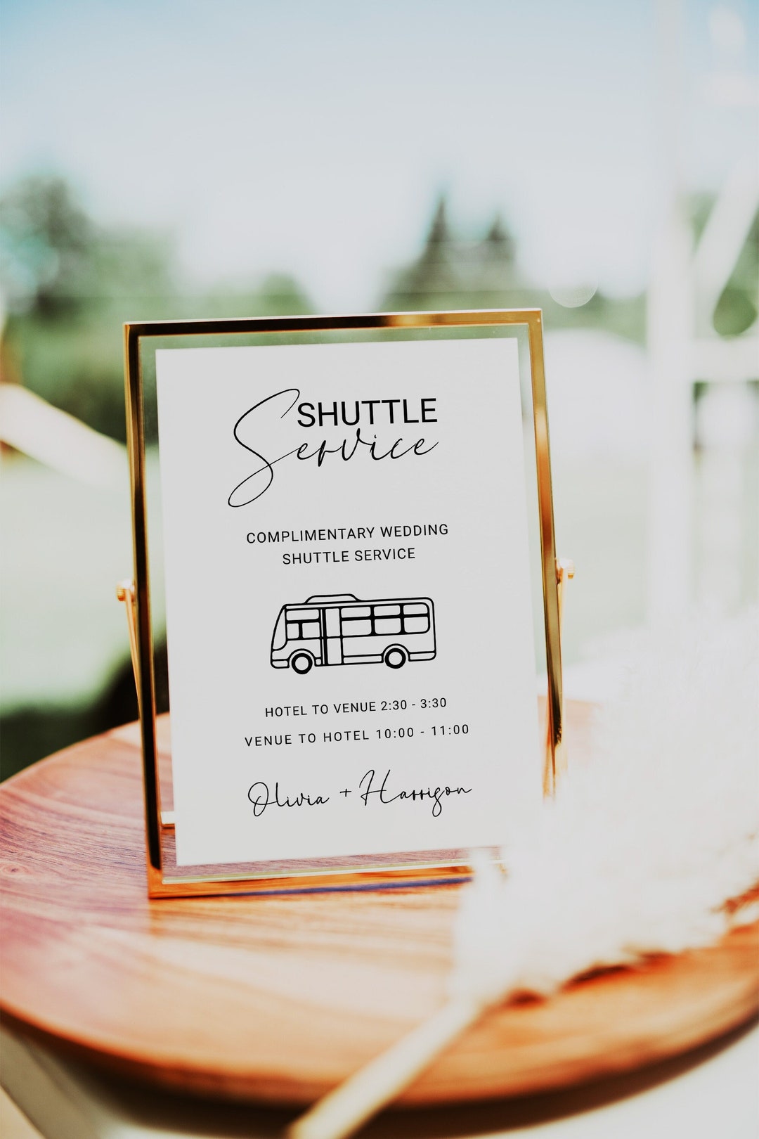 Elegant Wedding Shuttle Sign Template, Printable Wedding Shuttle ...