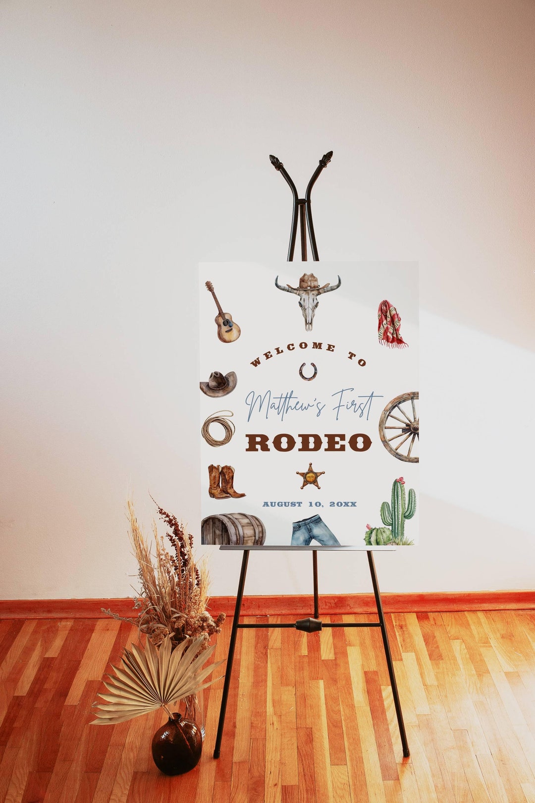 First Rodeo Birthday Party Welcome Sign Template, Cowboy Wild West ...