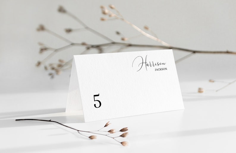 Minimalist Printable Wedding Place Card and Table Numbers, Editable ...
