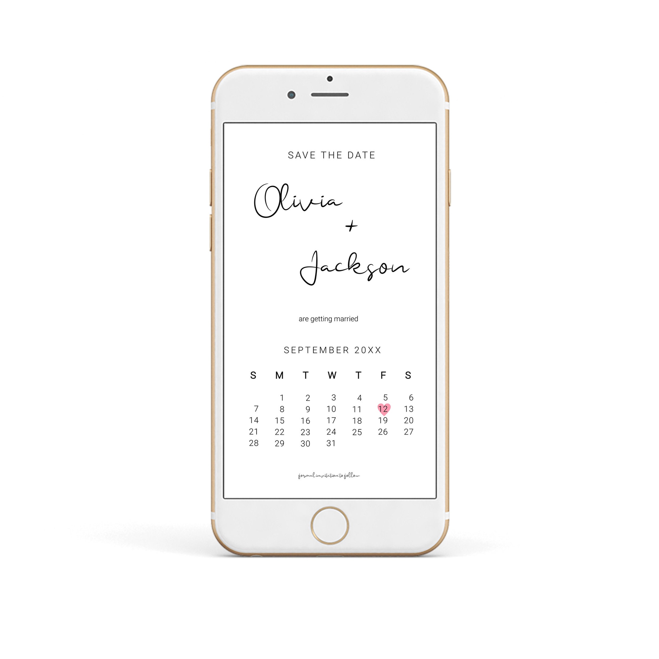 Minimal Calendar Save the Date Template, Photo Save the Date Card ...
