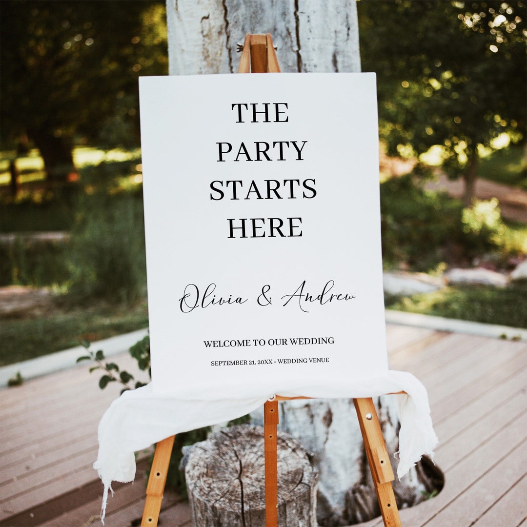 Modern Minimalist the Party Starts Here Sign Template, Printable the ...