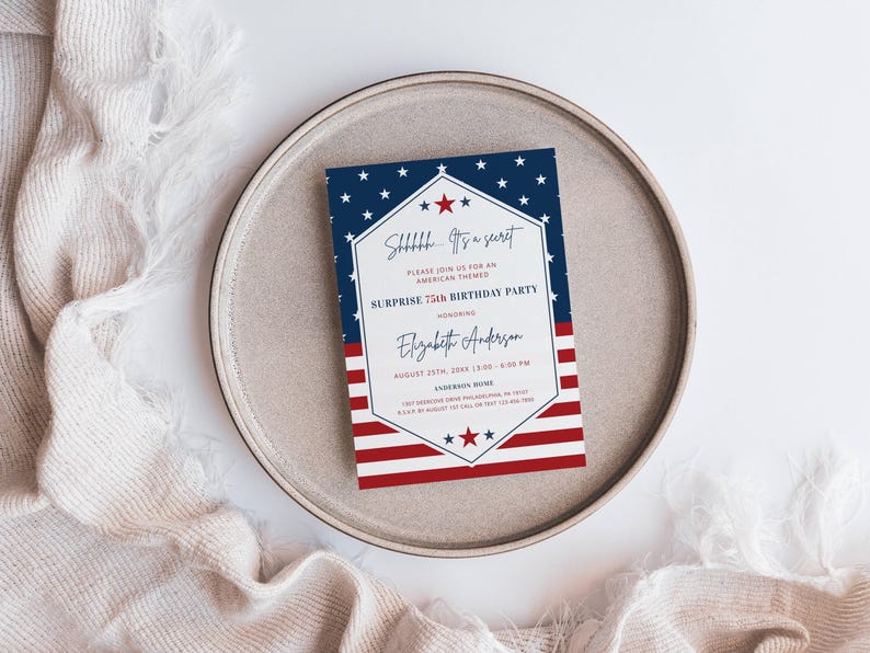 American Theme Birthday Party Invitation Template, Editable Patriotic ...