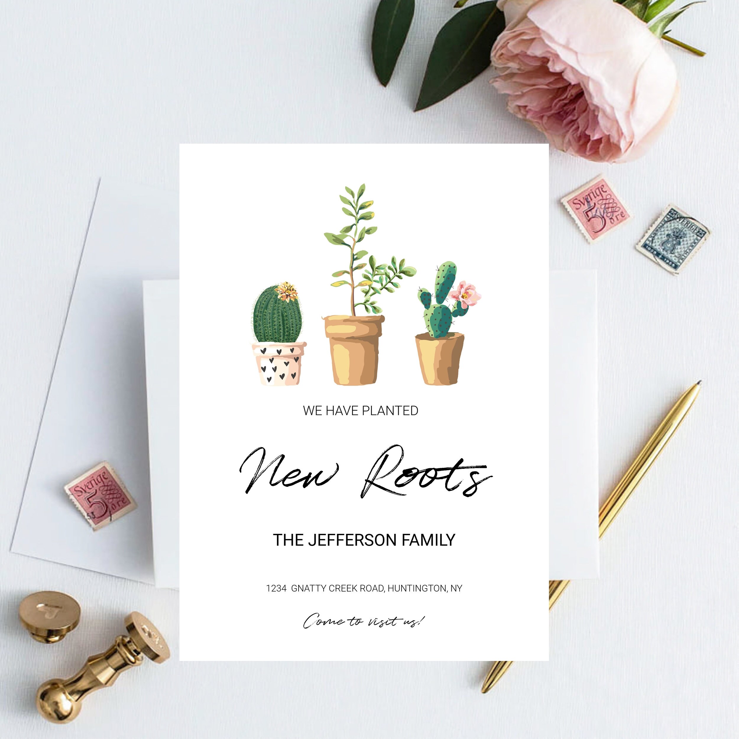 We've Planted New Roots, Succulent Cactus We've Moved Announcement for ...