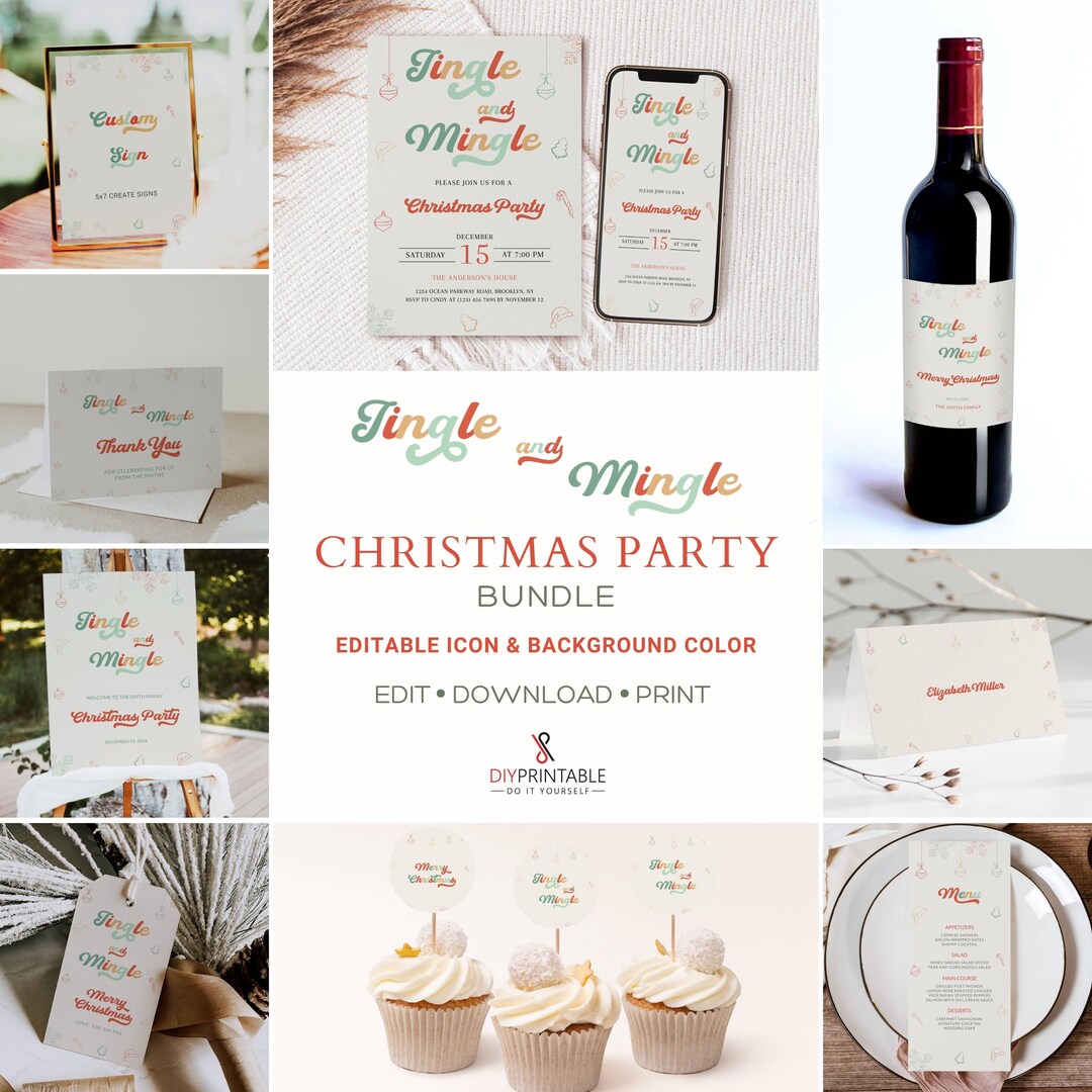 Editable Jingle and Mingle Christmas Party Bundle, Printable Christmas ...