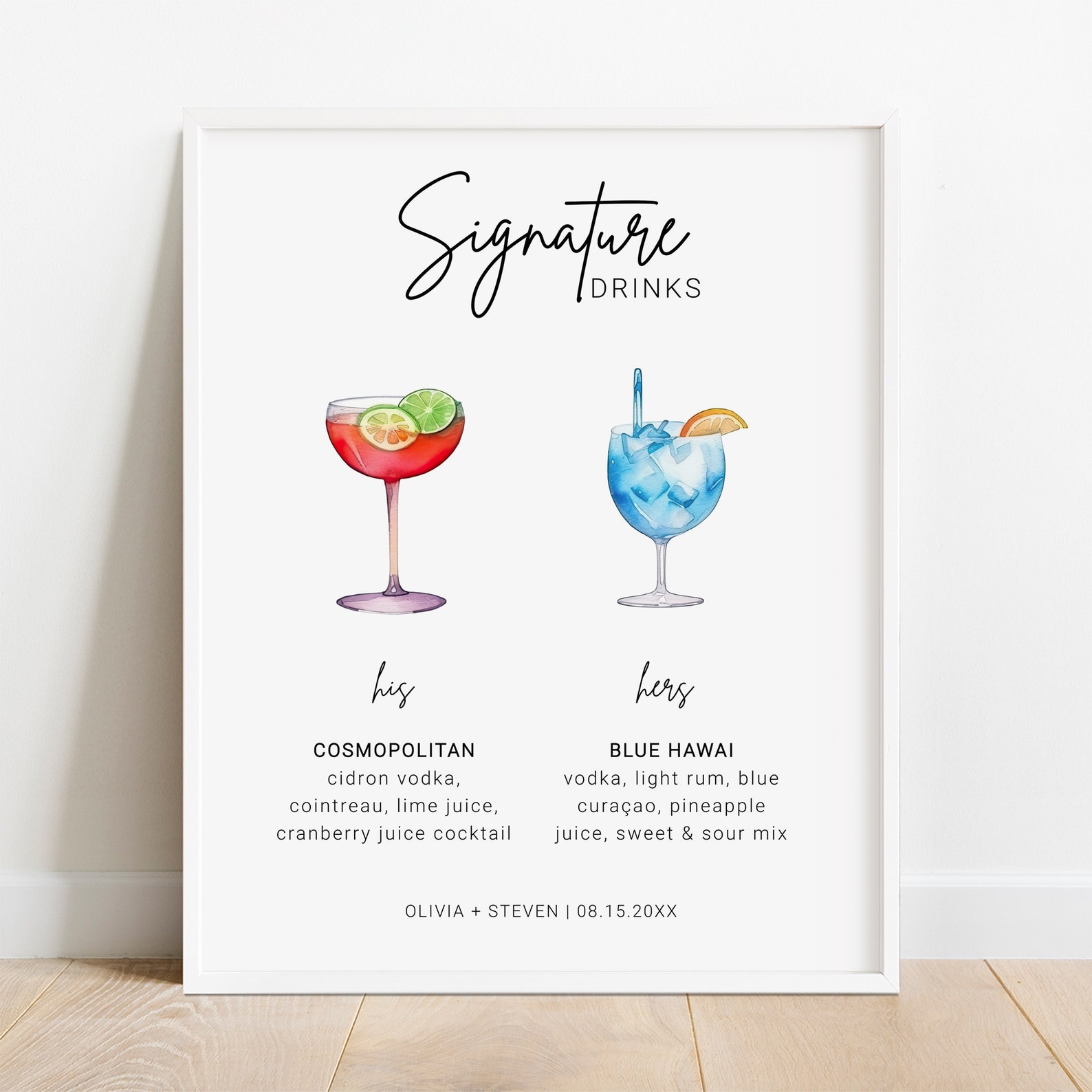 Signature Drinks Sign Template Signature Cocktail Sign - Etsy