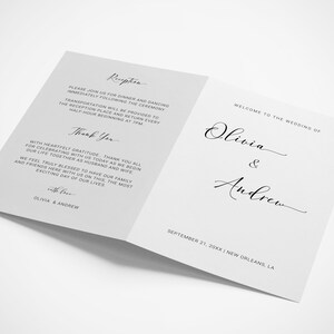 Modern Wedding Program & Timeline Template With Icons, Foldable Wedding Program, Printable ...