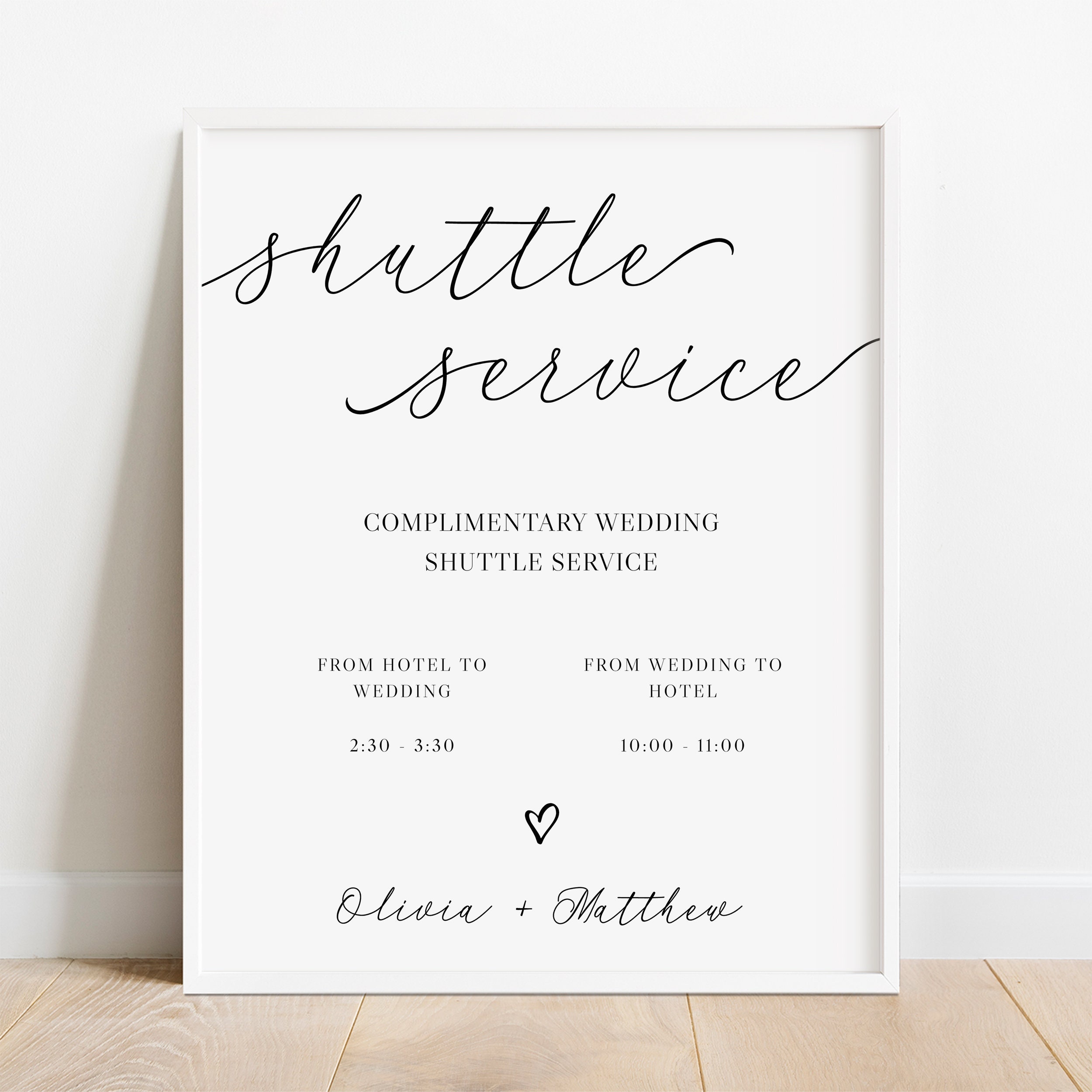 Shuttle Service Wedding Sign Template, Printable Wedding Shuttle ...