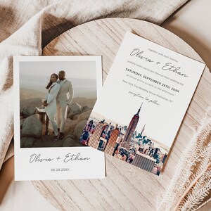 New York City Wedding Invitation Template, QR Code RSVP, Photo Wedding ...