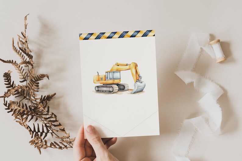 Editable Construction Birthday Banner Template, Excavator Happy ...