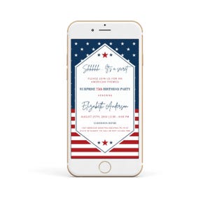 American Theme Birthday Party Invitation Template, Editable Patriotic ...