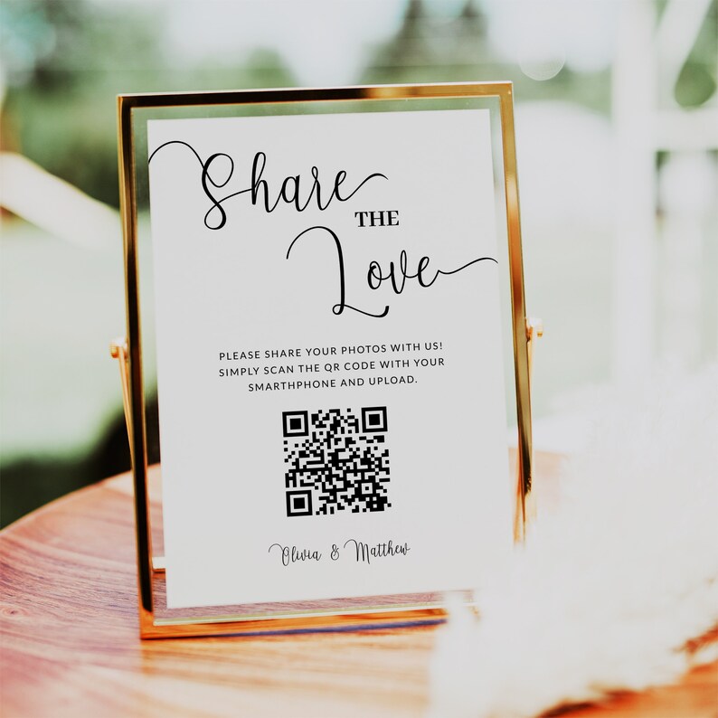 Share the Love QR Code Sign Photo Sharing Social Media Sign, Wedding ...