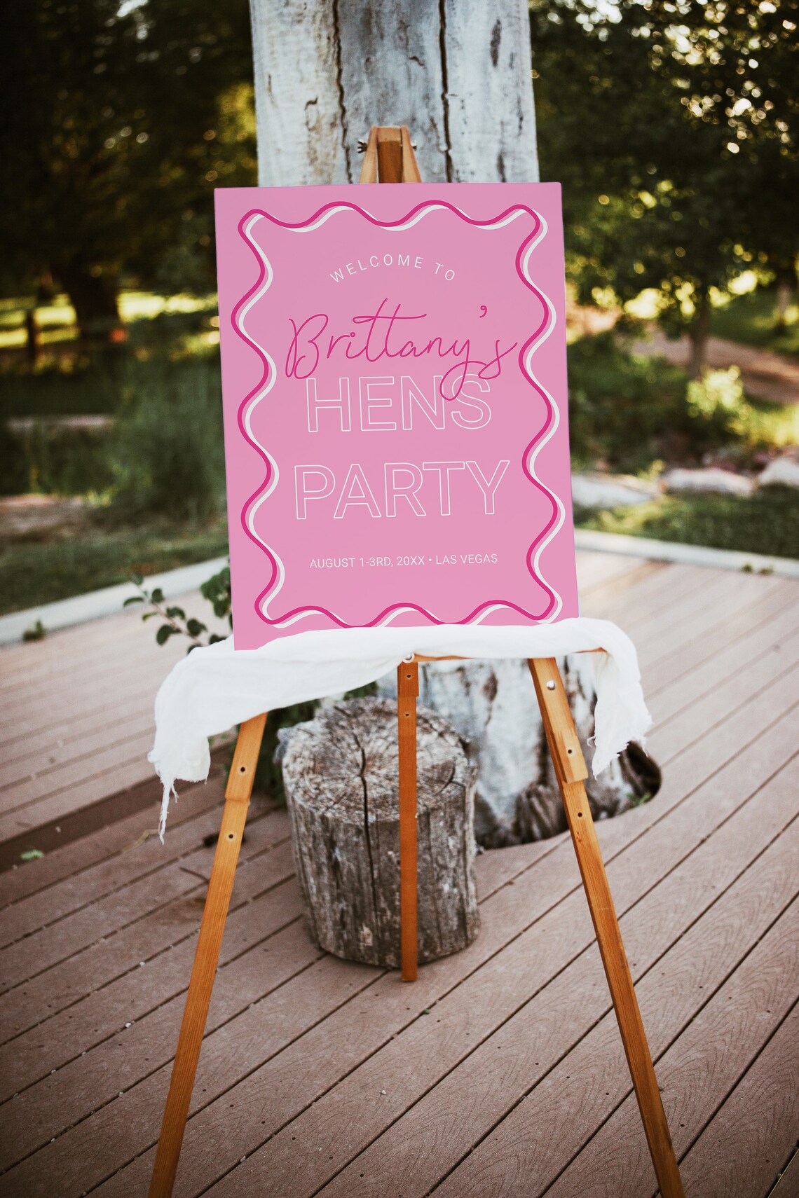 Pink Hens Party Welcome Sign Template, Printable Curve Pink ...