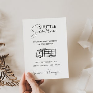 Elegant Wedding Shuttle Sign Template, Printable Wedding Shuttle ...