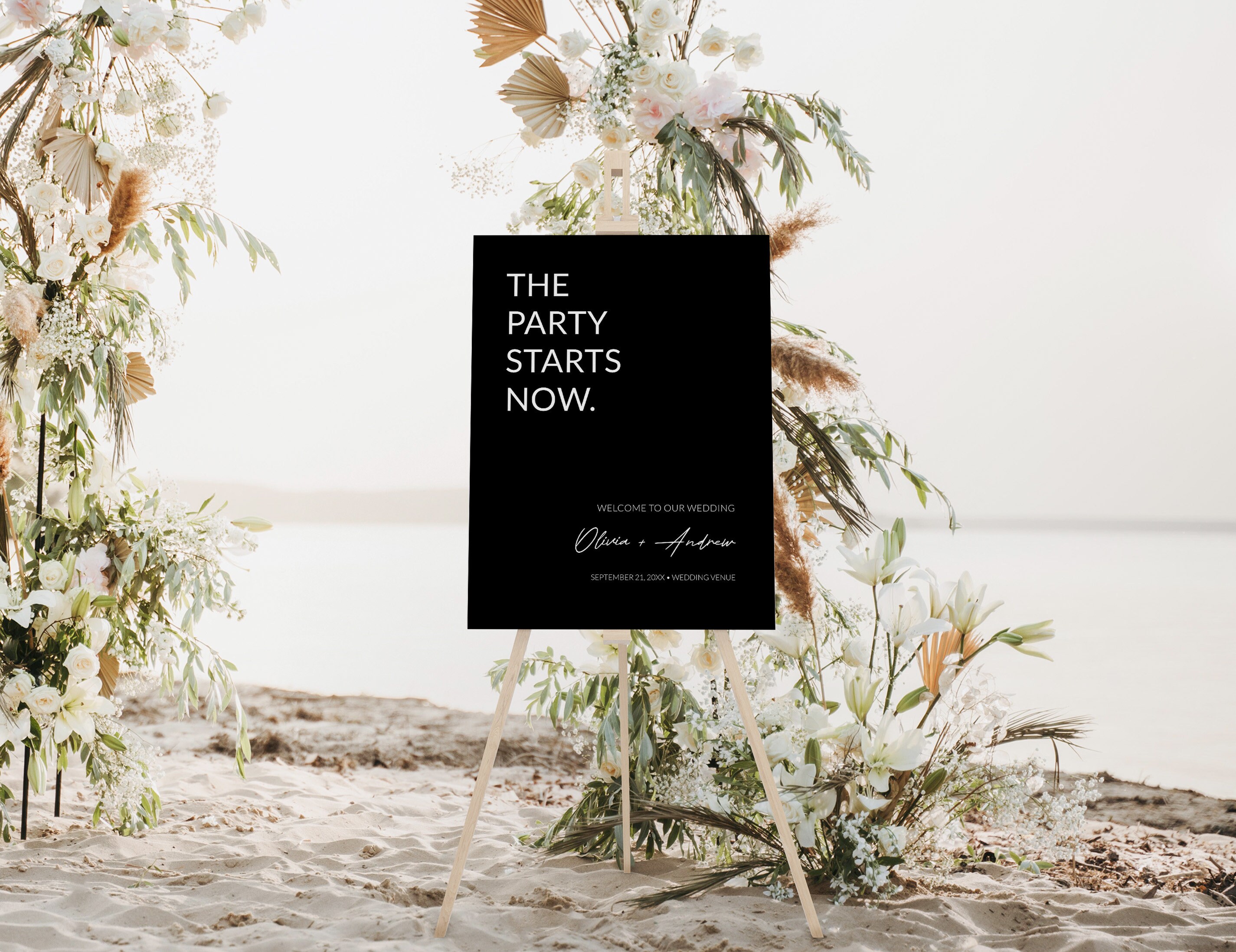 Minimal the Party Starts Now Sign Template, the Party is Here ...