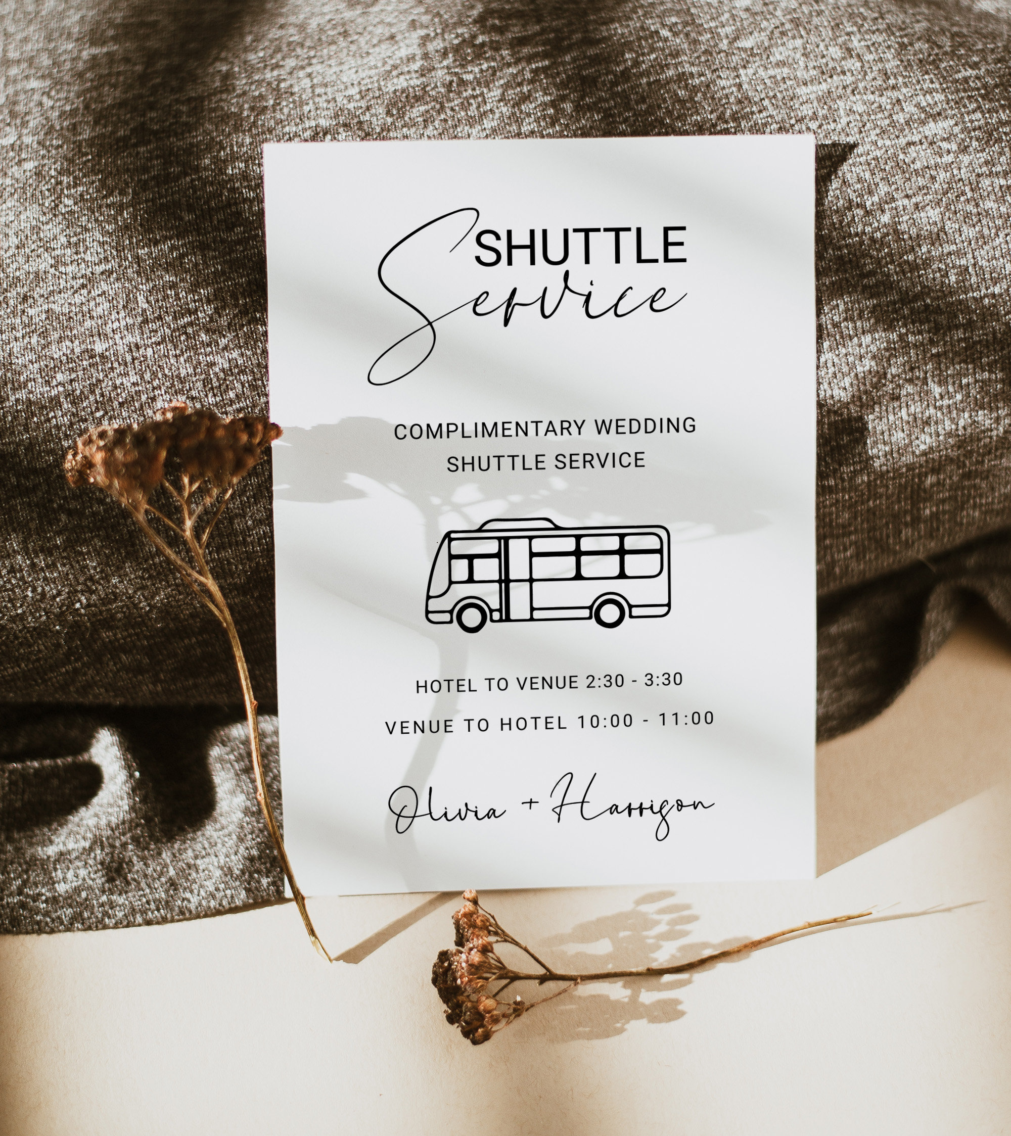Elegant Wedding Shuttle Sign Template, Printable Wedding Shuttle ...