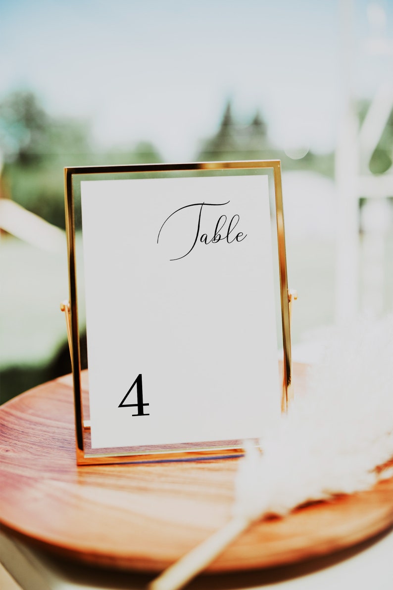 Minimalist Printable Wedding Place Card and Table Numbers, Editable ...