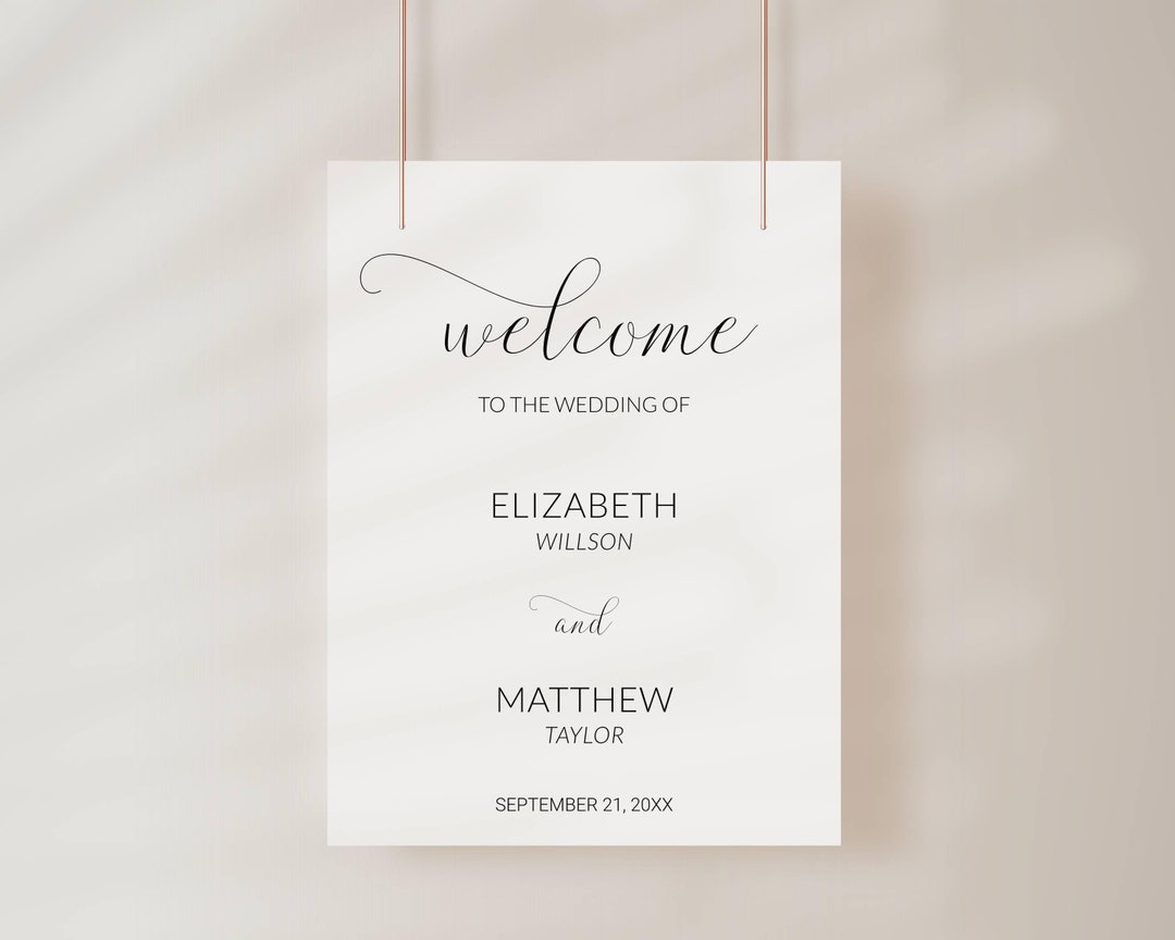Minimalist Welcome Sign Template, Printable Wedding Welcome Sign ...