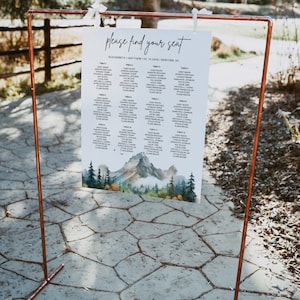 Mountain Seating Chart Template, Printable Rustic Outdoor Woodland Tree ...