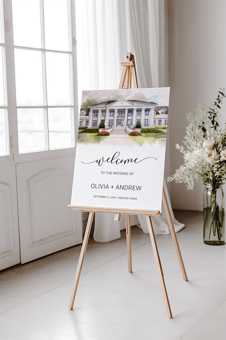Watercolor Wedding Venue Welcome Sign Template, Event Welcome Sign ...