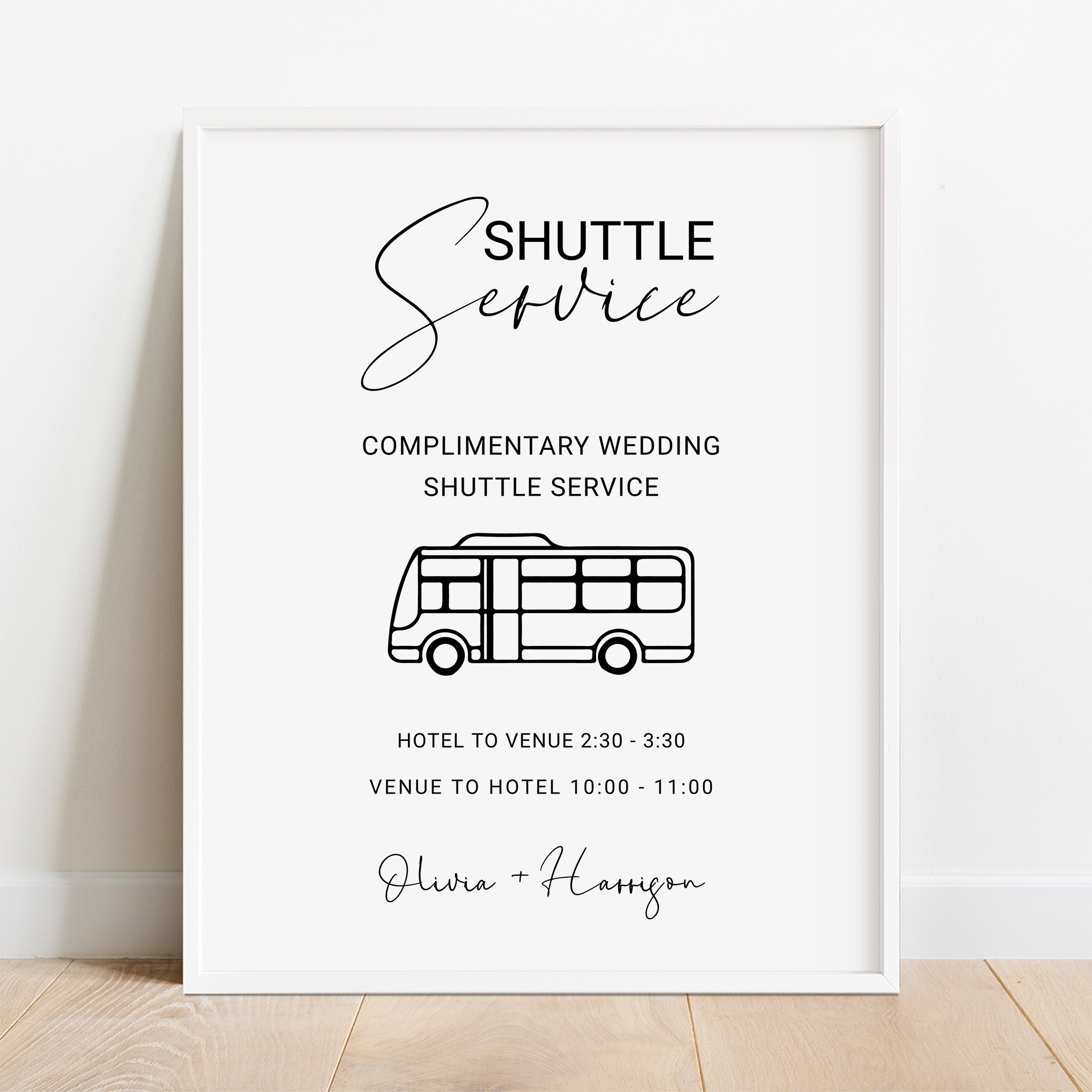 Elegant Wedding Shuttle Sign Template, Printable Wedding Shuttle ...
