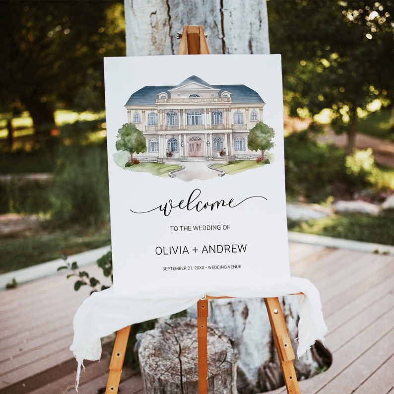 Watercolor Venue Wedding Welcome Sign Template, Event Welcome Sign ...