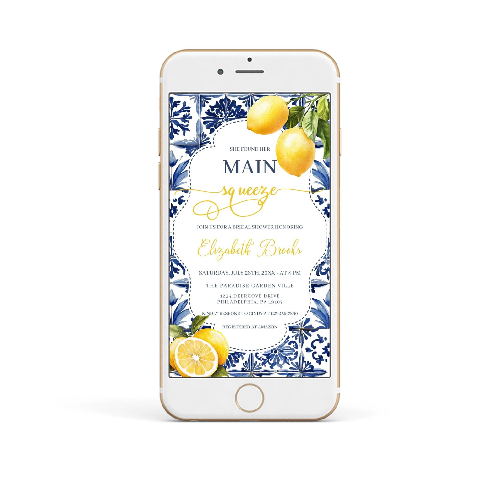 Main Squeeze Bridal Shower Invitation Template, Printable Mediterranean ...