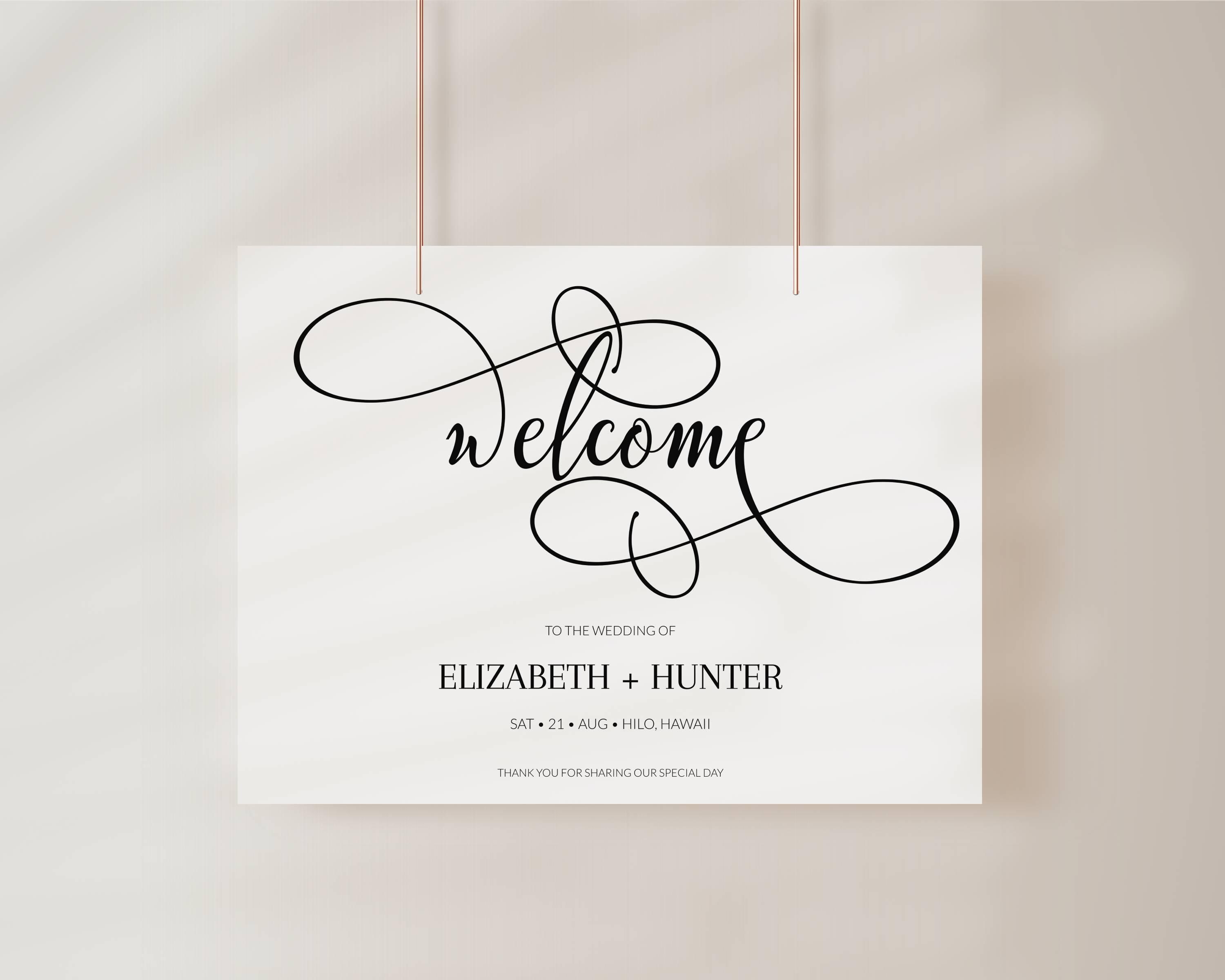 Elegant Welcome Sign Template, Printable Wedding Welcome Sign ...