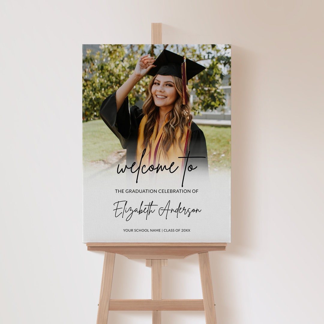 Editable Photo Graduation Party Welcome Sign Template, Photo Graduation ...