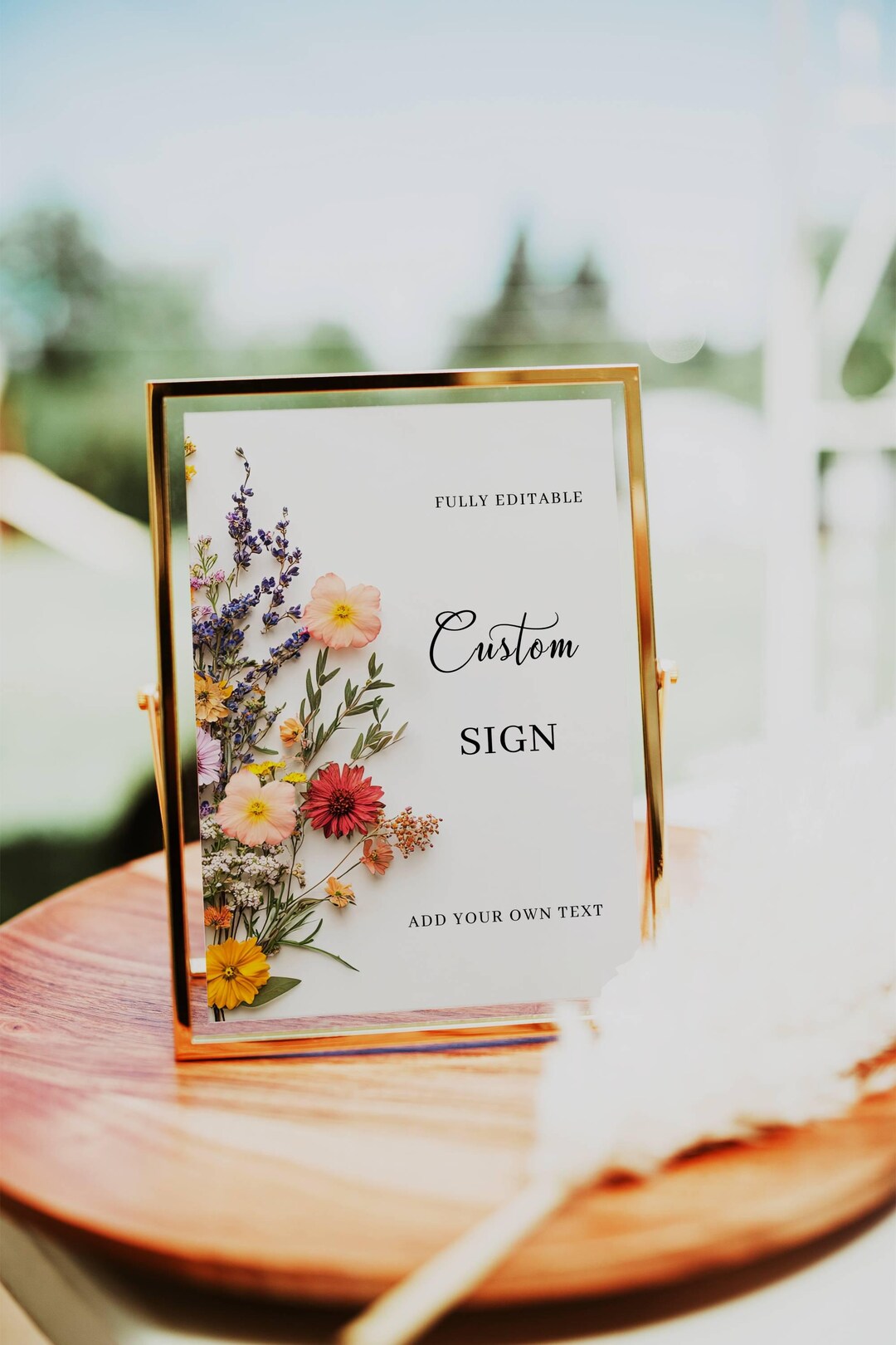 Pressed Flowers Wedding Custom Sign Template, Printable Wildflower ...