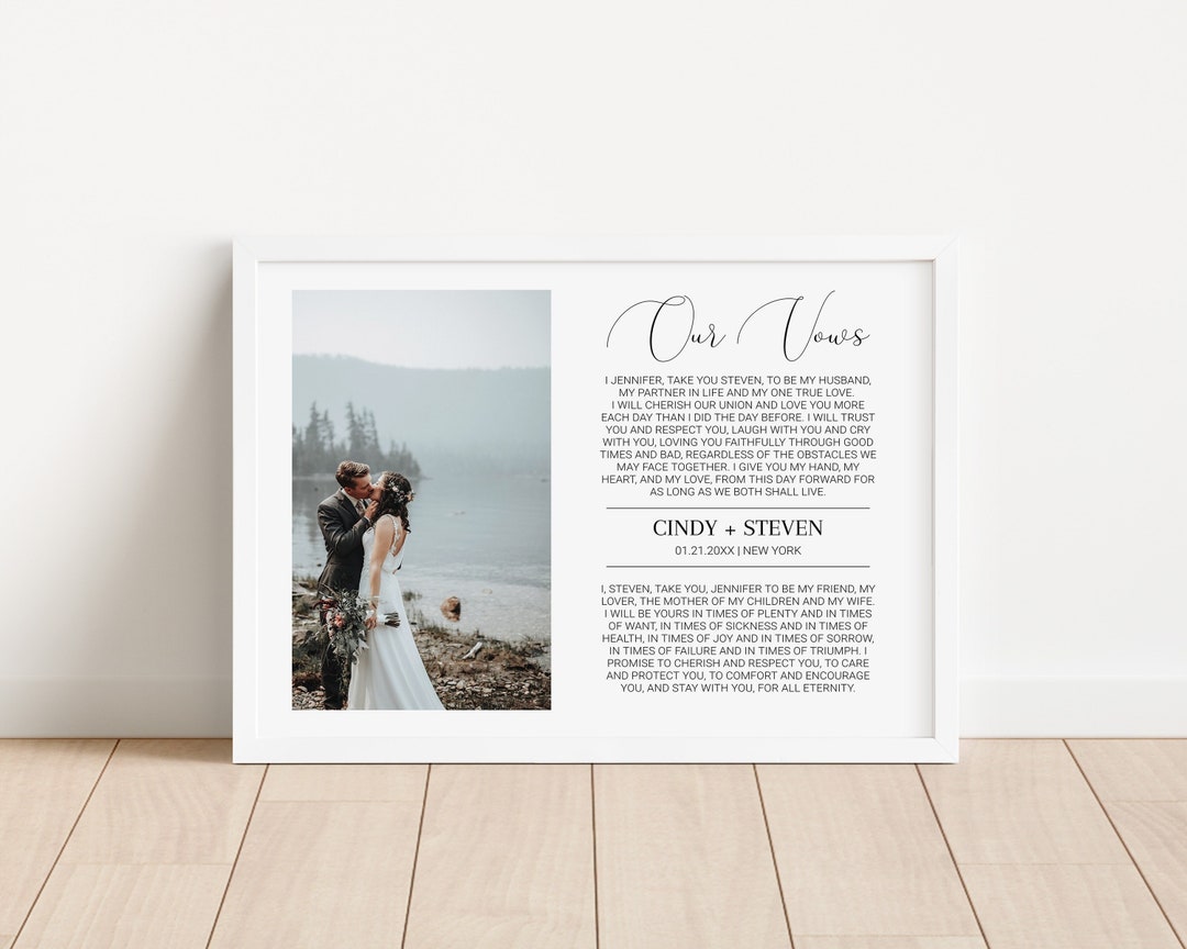 Photo Wedding Vows Printable Template, Any Age Anniversary Gifts for ...