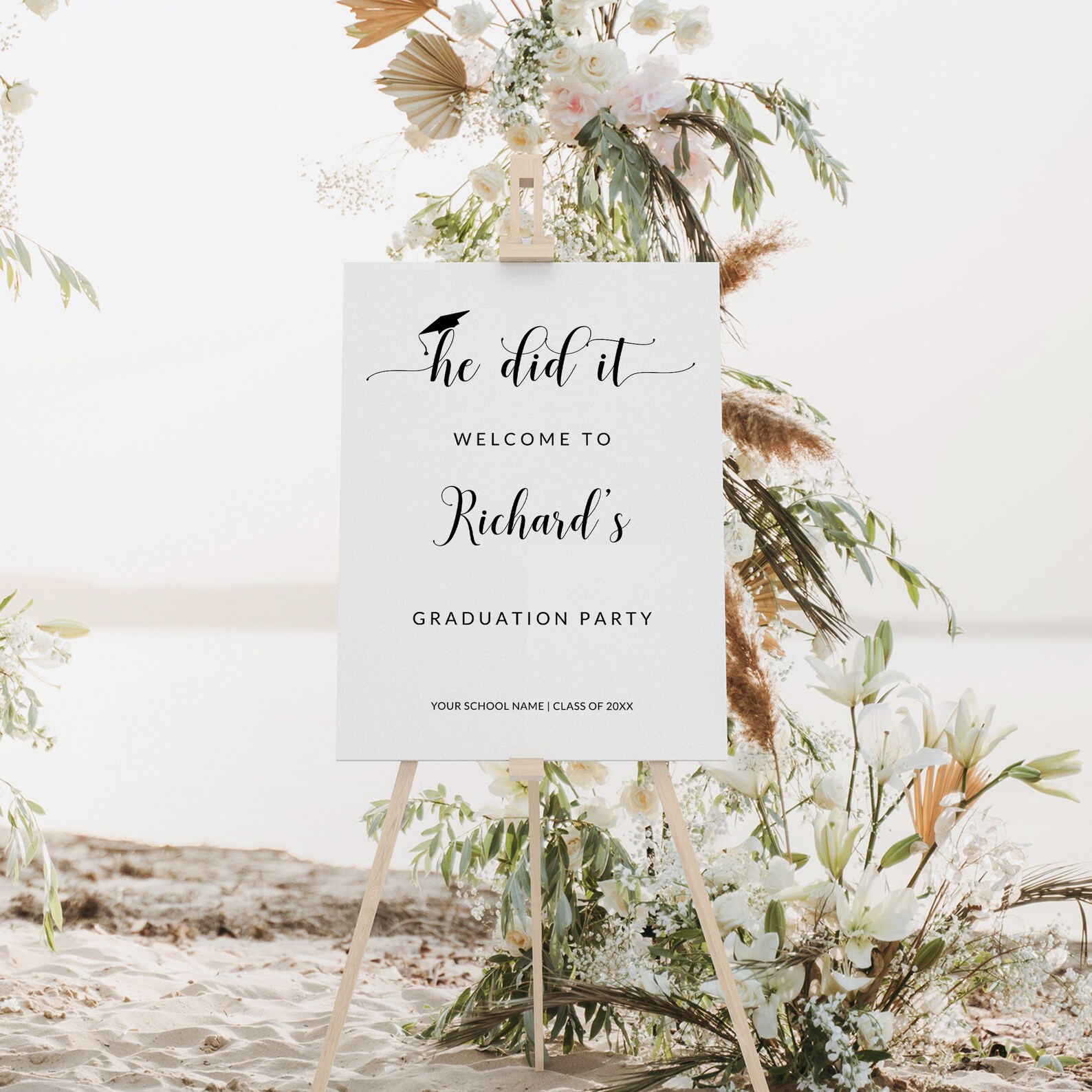 He Did It Graduation Welcome Sign Template, Editable Graduate Sign ...
