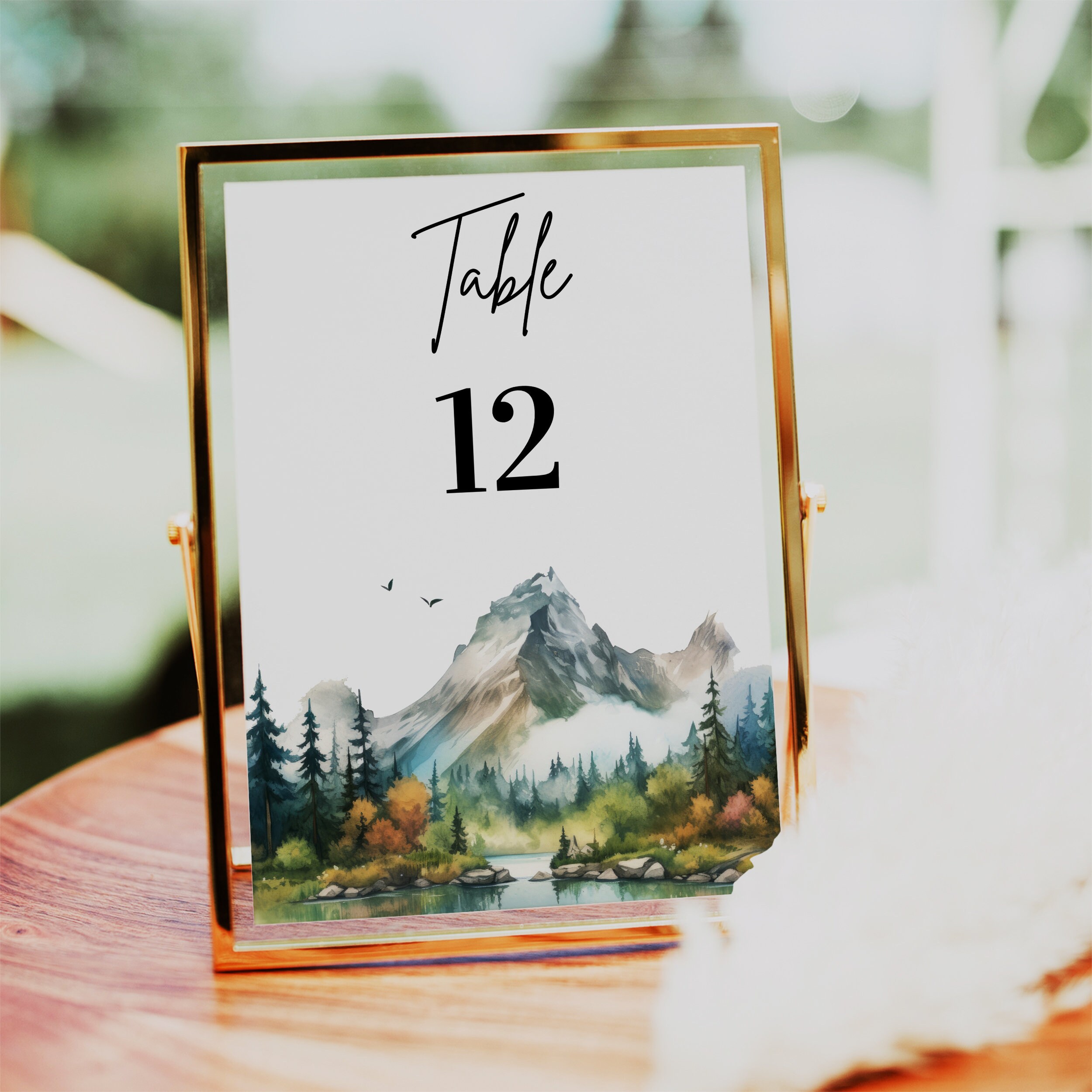 MOUNTAIN Wedding Table Numbers Cards, Printable Place Cards Template ...