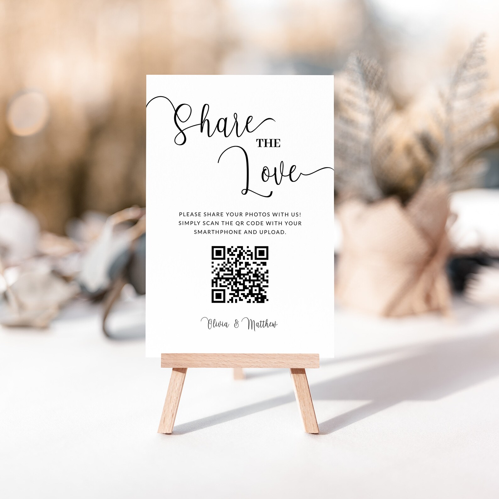 Share the Love QR Code Sign Photo Sharing Social Media Sign, Wedding ...