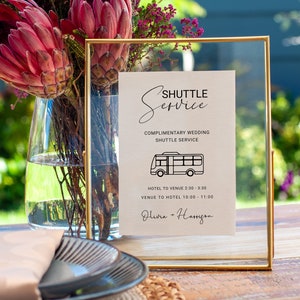 Elegant Wedding Shuttle Sign Template, Printable Wedding Shuttle ...