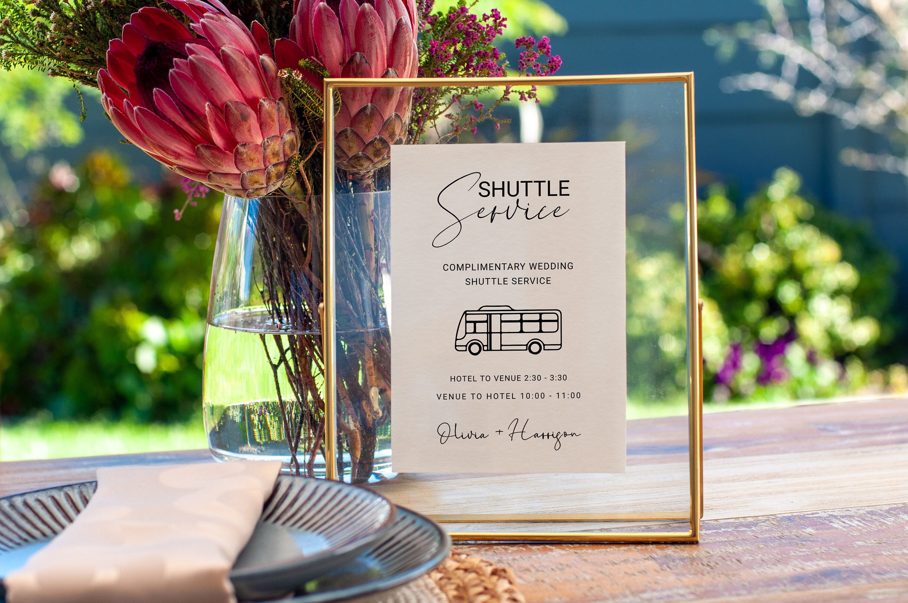 Elegant Wedding Shuttle Sign Template, Printable Wedding Shuttle ...
