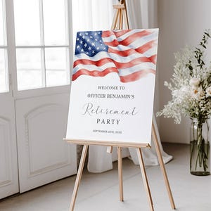 Retirement Party Welcome Sign Template, American Flag, US Navy Marines ...