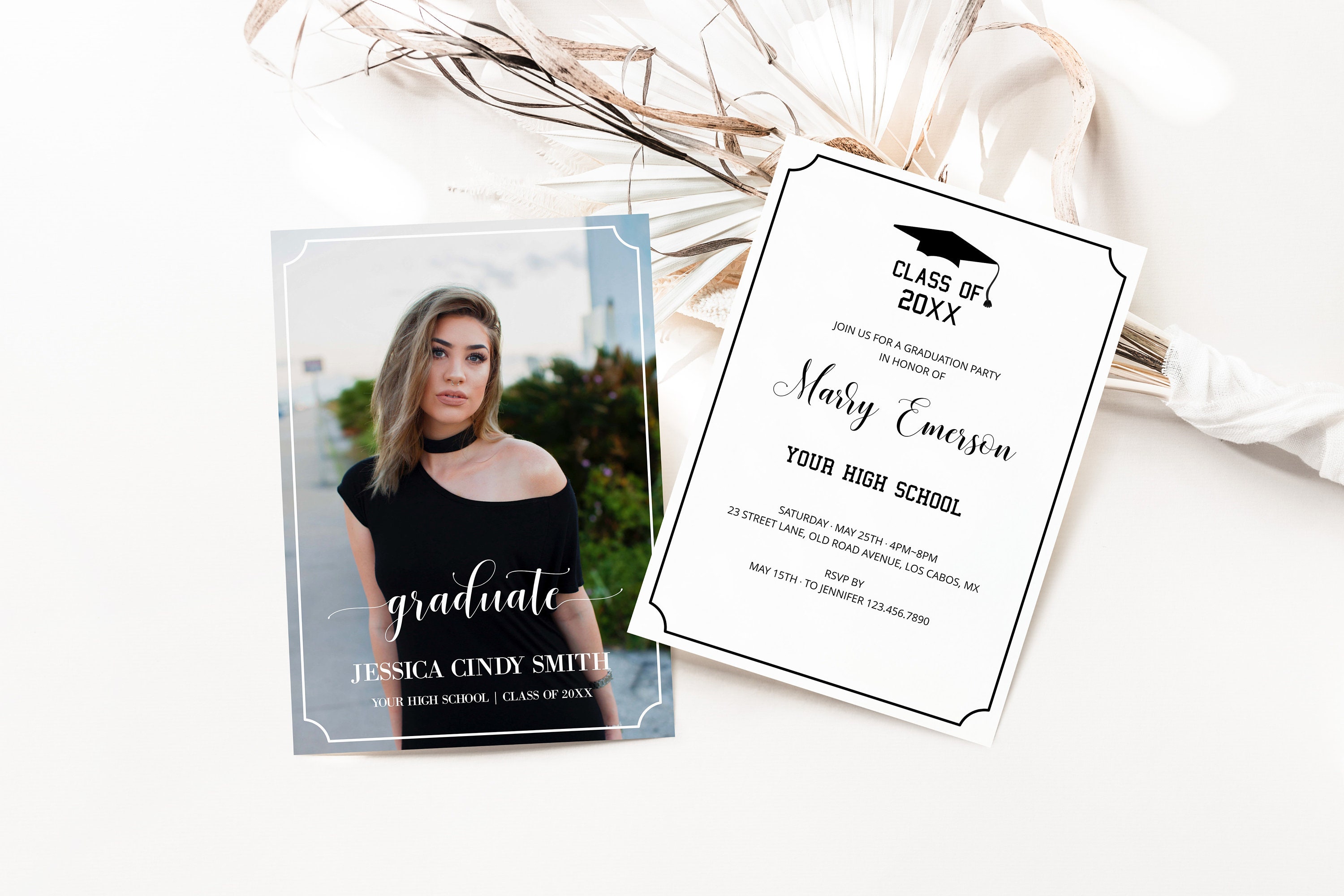 Chic Script Photo Gradute Announcement Printable & Electronic ...