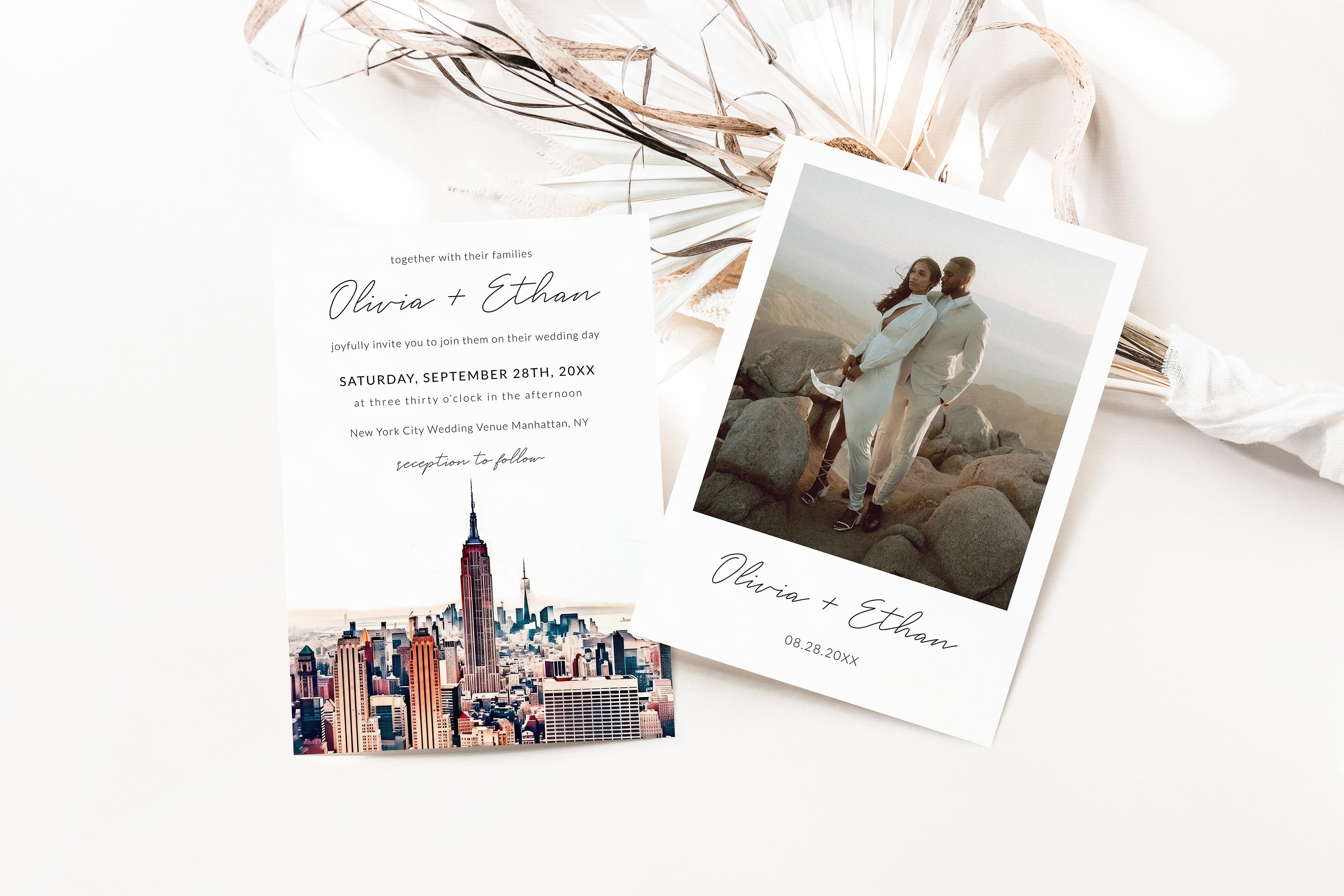 New York City Wedding Invitation Template, QR Code RSVP, Photo Wedding ...