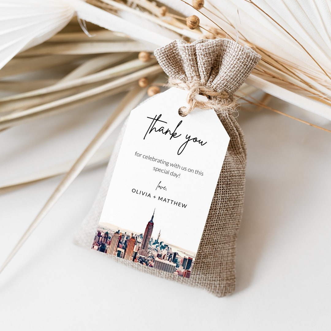 New York City Thank You Favor Gift Tags Template, Wedding Thank You ...