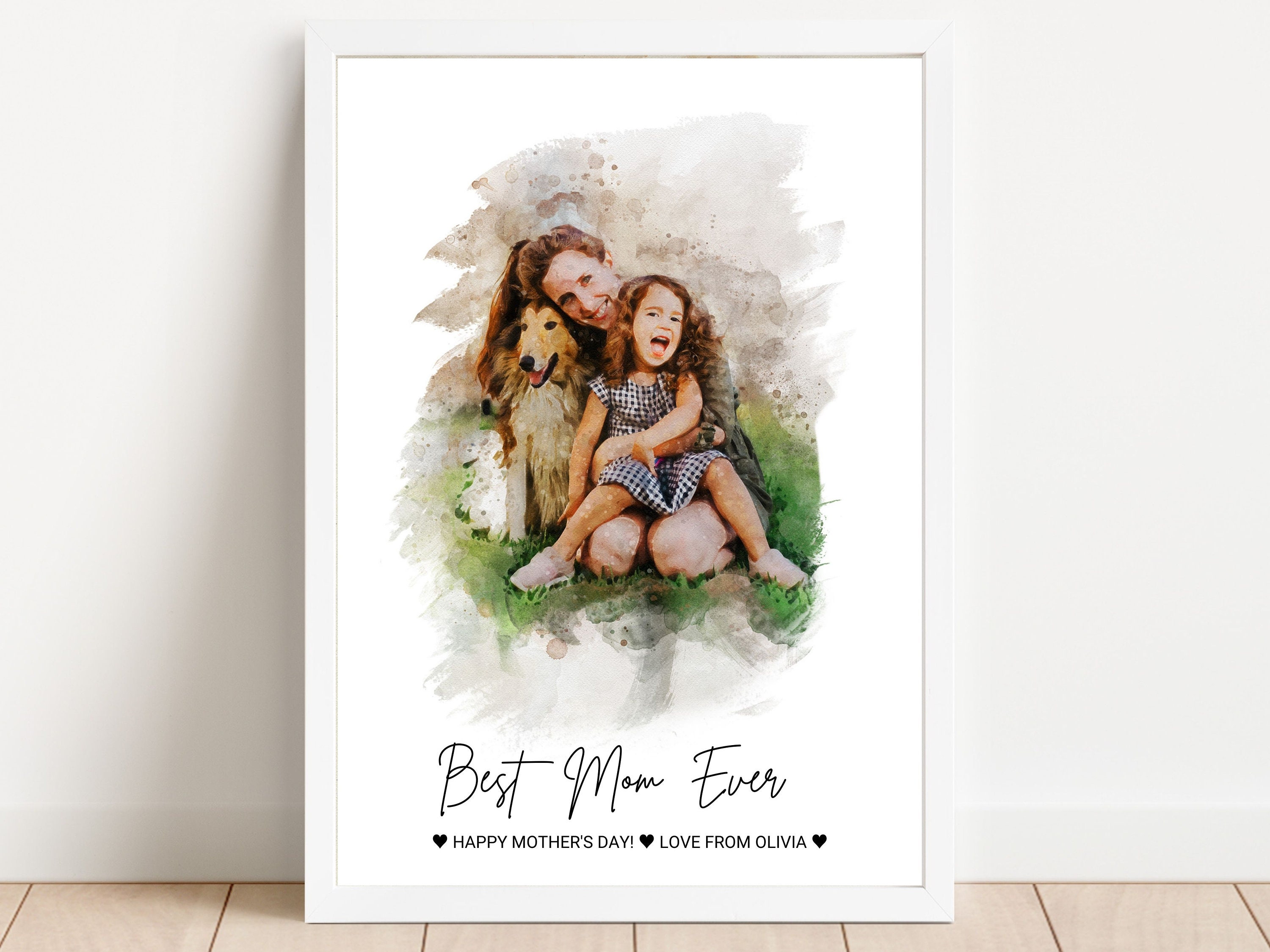 Custom Mother Portrait From Photo, Mothers Day Painting, Best Mom Ever ...