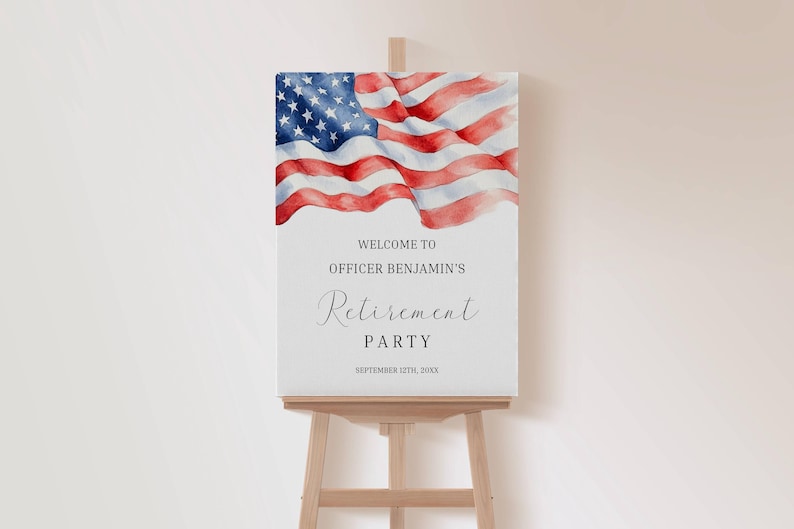 Retirement Party Welcome Sign Template, American Flag, US Navy Marines ...