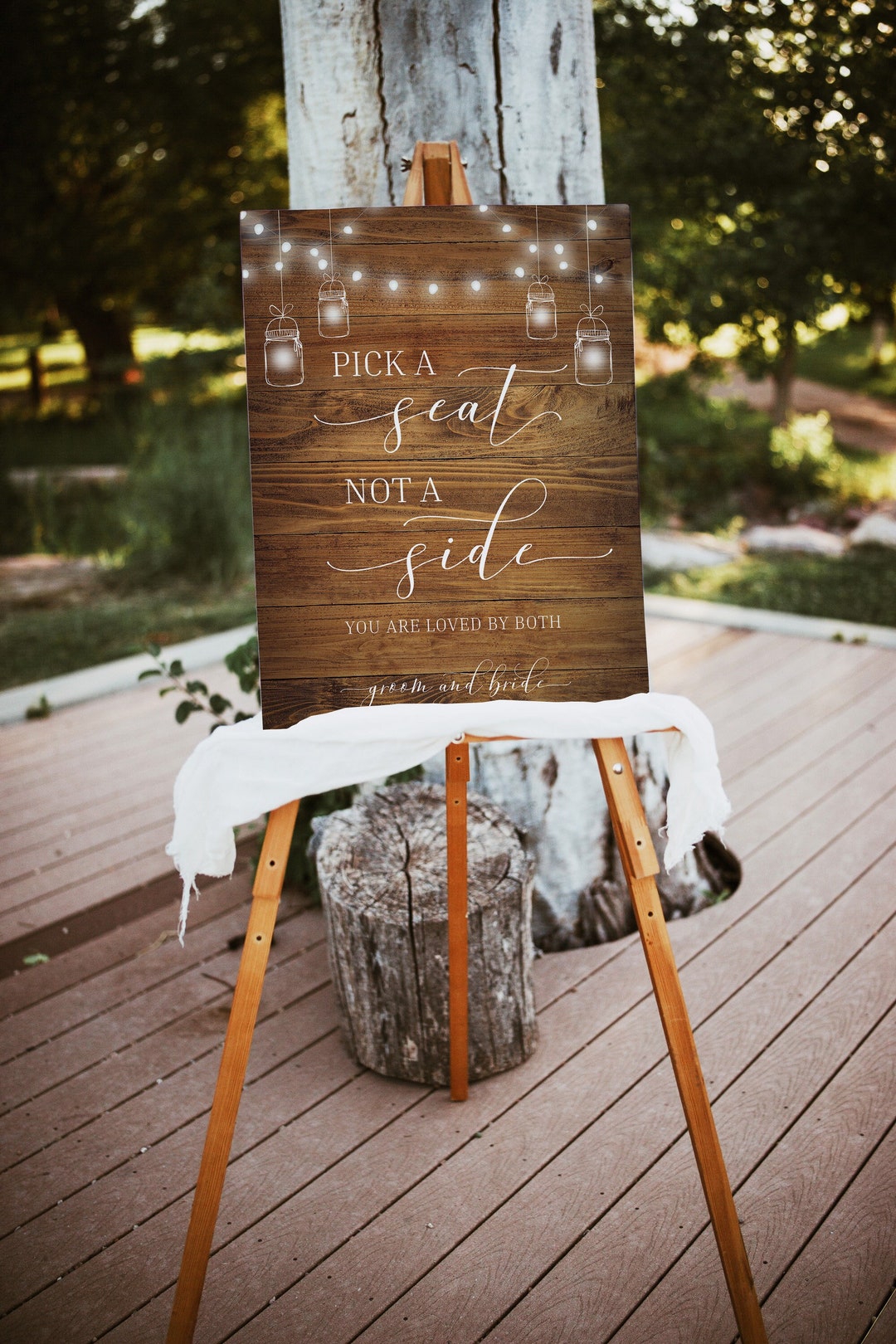 Rustic Pick a Seat Not a Side Sign Template , Ceremony Seating Sign ...