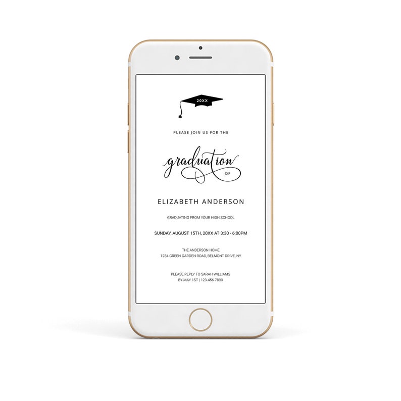 Modern Photo Graduation Invitation Template, Class Of, High School ...